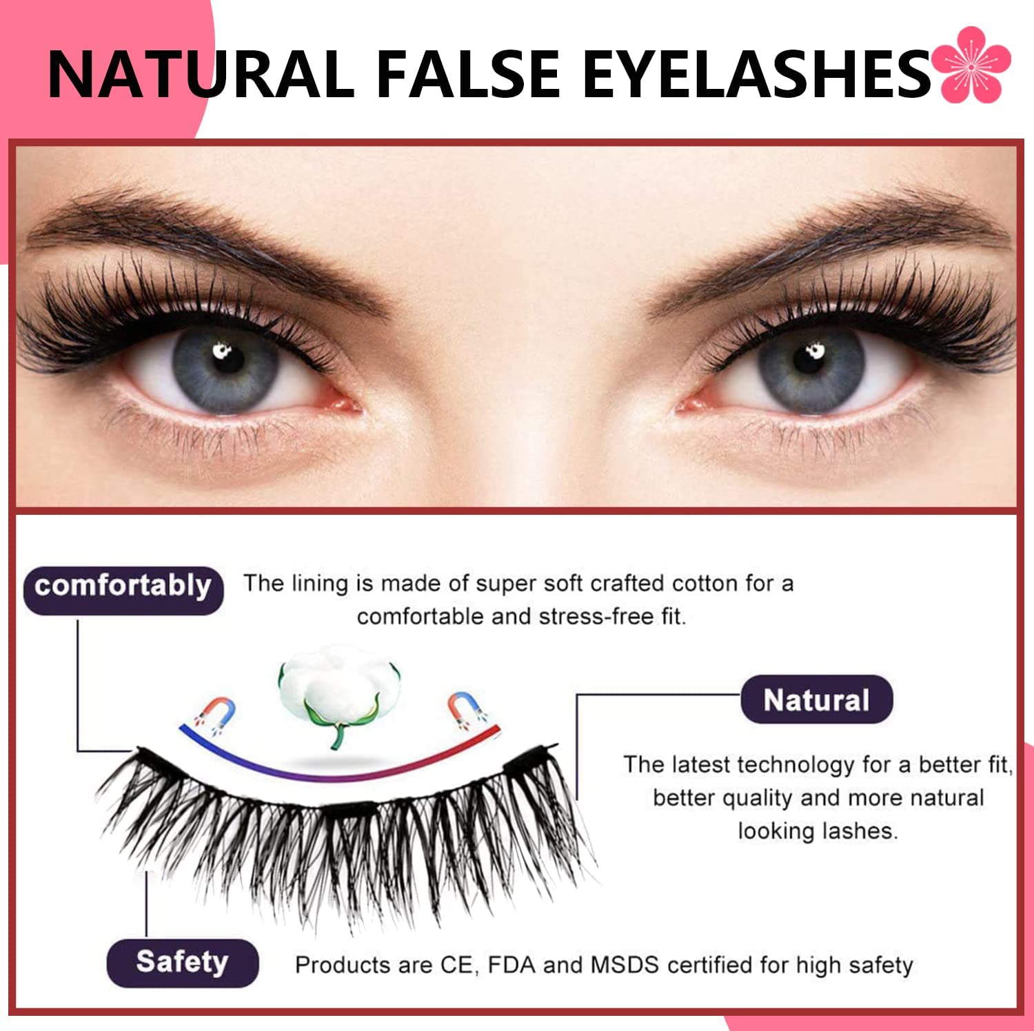 Gemonad Magnetic Eyelashes without Eyeliner, Reusable Dual Magnetic lashes, Looking Natural No Glue 3D False Eyelashes Kit with Applicator, Fake Lashes Extension, Easy to Wear