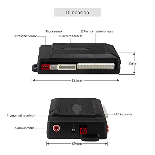 EASYGUARD EC203 2 Way car Alarm System with LCD Pager Display, ultrasonic Sensor & Shock Sensor DC12V