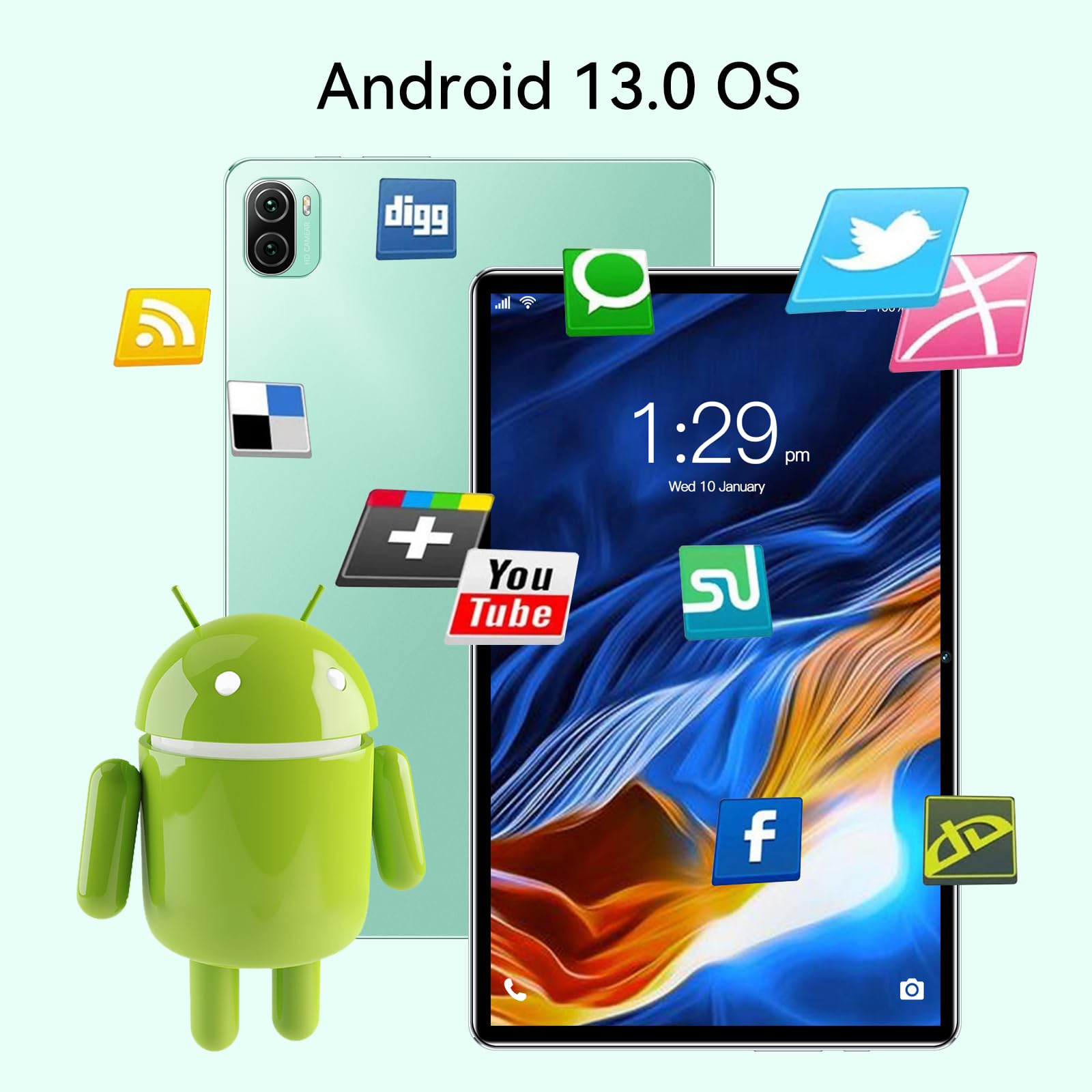 Echoamo Tablet 10 inch 2023 Android Tablets, Android 13 Tablet Octa-Core Processor 256GB Storage Tablet Computer, 8GB RAM, 24MP Camera, Long Battery Life 8000mAh(Gray)