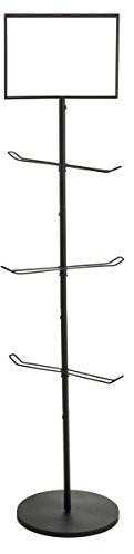 Displays2go Purse and Handbag Rack, Floor Standing Model with Sign, 57" Tall (Black Wrought Iron)
