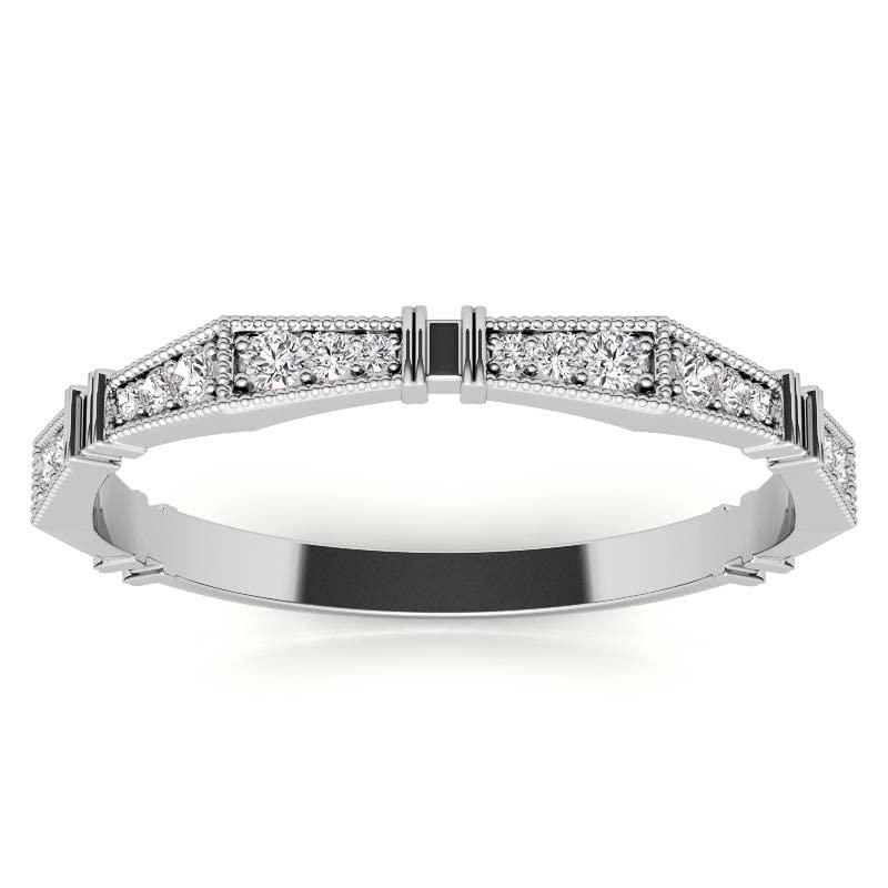 Excellent Round Brilliant Cut 0.13 Carat, Moissanite Diamond Promise Band, Prong Set, Eternity Sterling Silver Band, Valentine's Day Jewelry Gifts, Customized Band (6)