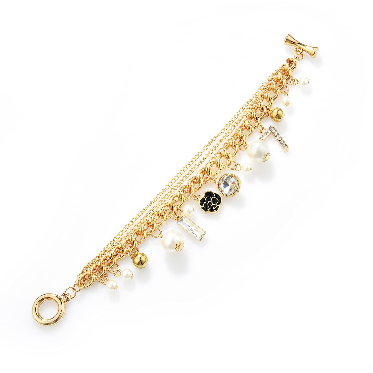 Fashion Gold Tone Chain Inspired Charm Bracelet for Women