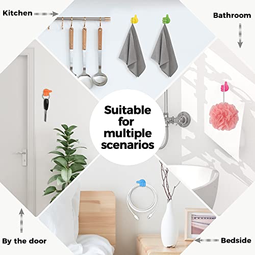 Silicone Thumb Wall Hook,16pcs Creative Self Adhesive Thumbs Up Shap Clips,Cord Holder Thimb Hooks, Multi-Function Data Wire Cable Clips for Home Office Desk Organize Key Hangers Car Storage