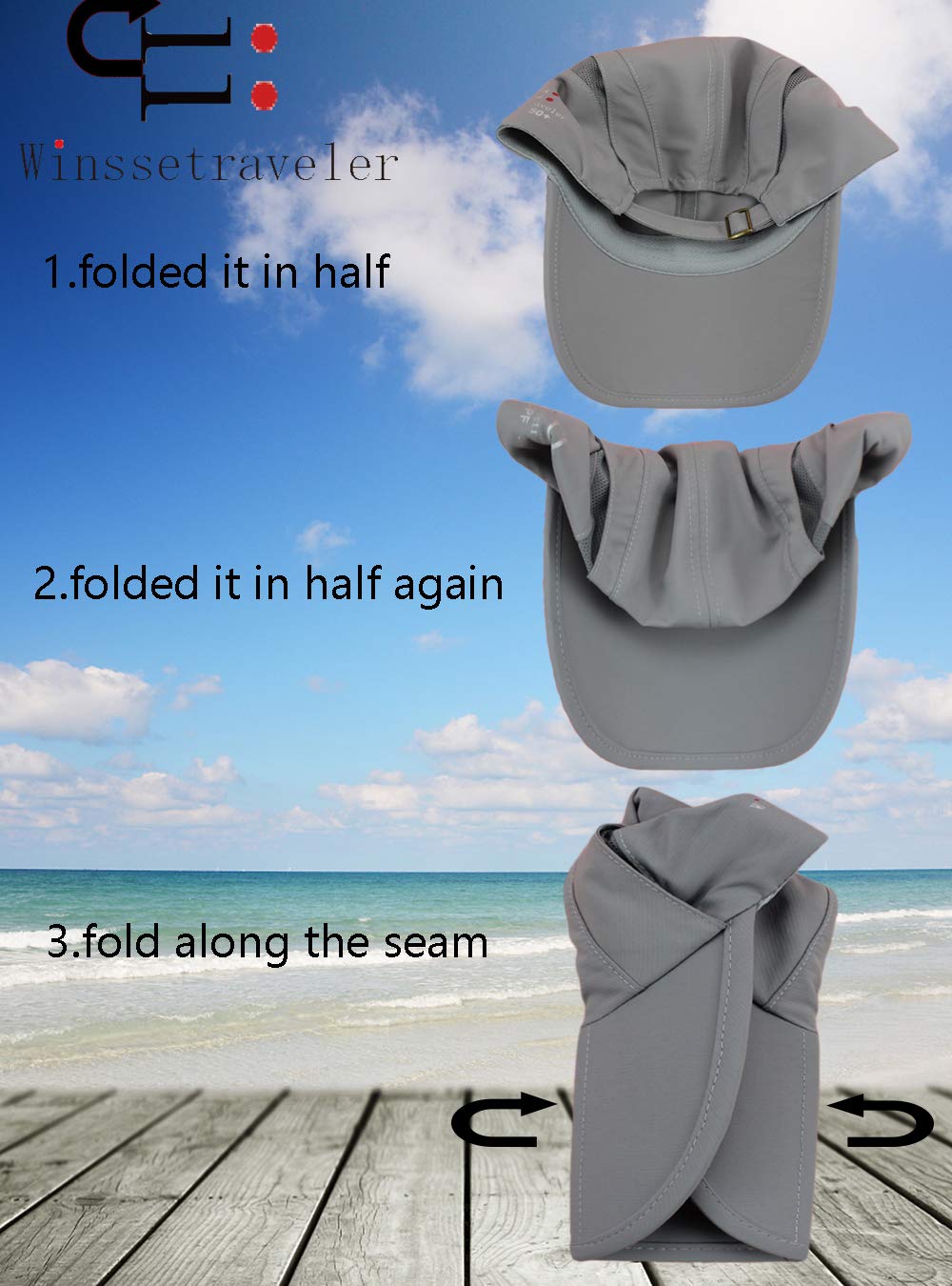 Foldable UPF 50+ Sun Protection Portable Hats Quick Dry Baseball Cap Adjustable Outdoor Sports Hat for Men, Women (Dark Grey)
