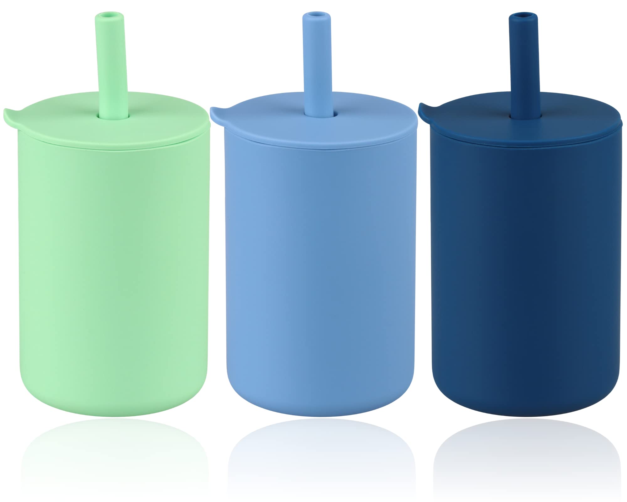 Kalovin Baby Sippy Cup, 3 Pack Silicone Trainer Cup Toddler Training Straw Cup for Boys and Girls, Unbreakable, Spill Proof Sippy Cup for Toddlers, 6 oz