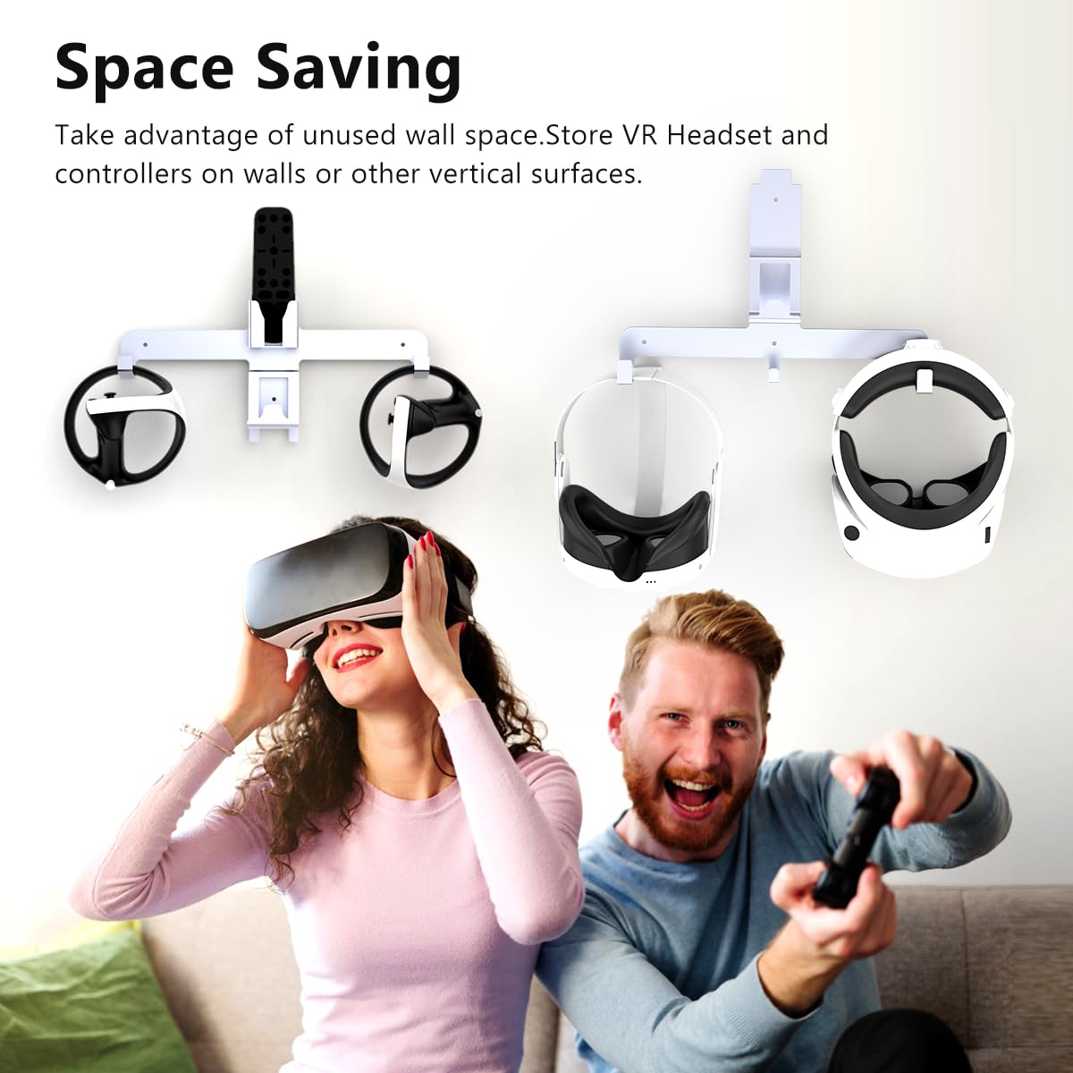 Hacksya Wall Mount for Meta Oculus Quest 3,All in 1 VR Wall Mount Storage for Most VR Headset Controller And Holder Compatible with PS VR2,Valve Index,for Meta Oculus Quest 2 Quest 3 Accessories