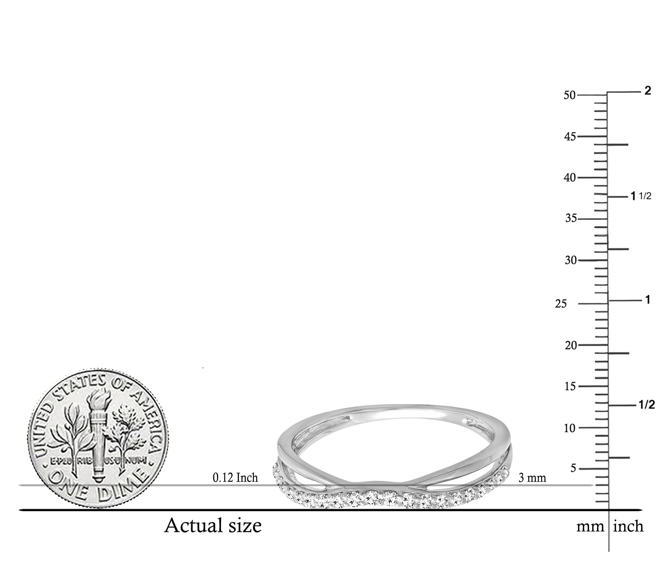 Dazzlingrock Collection 0.25 Carat (Cttw) Round White Diamond Contour Wedding Guard Band for Women in 14K White Gold Size 7.5