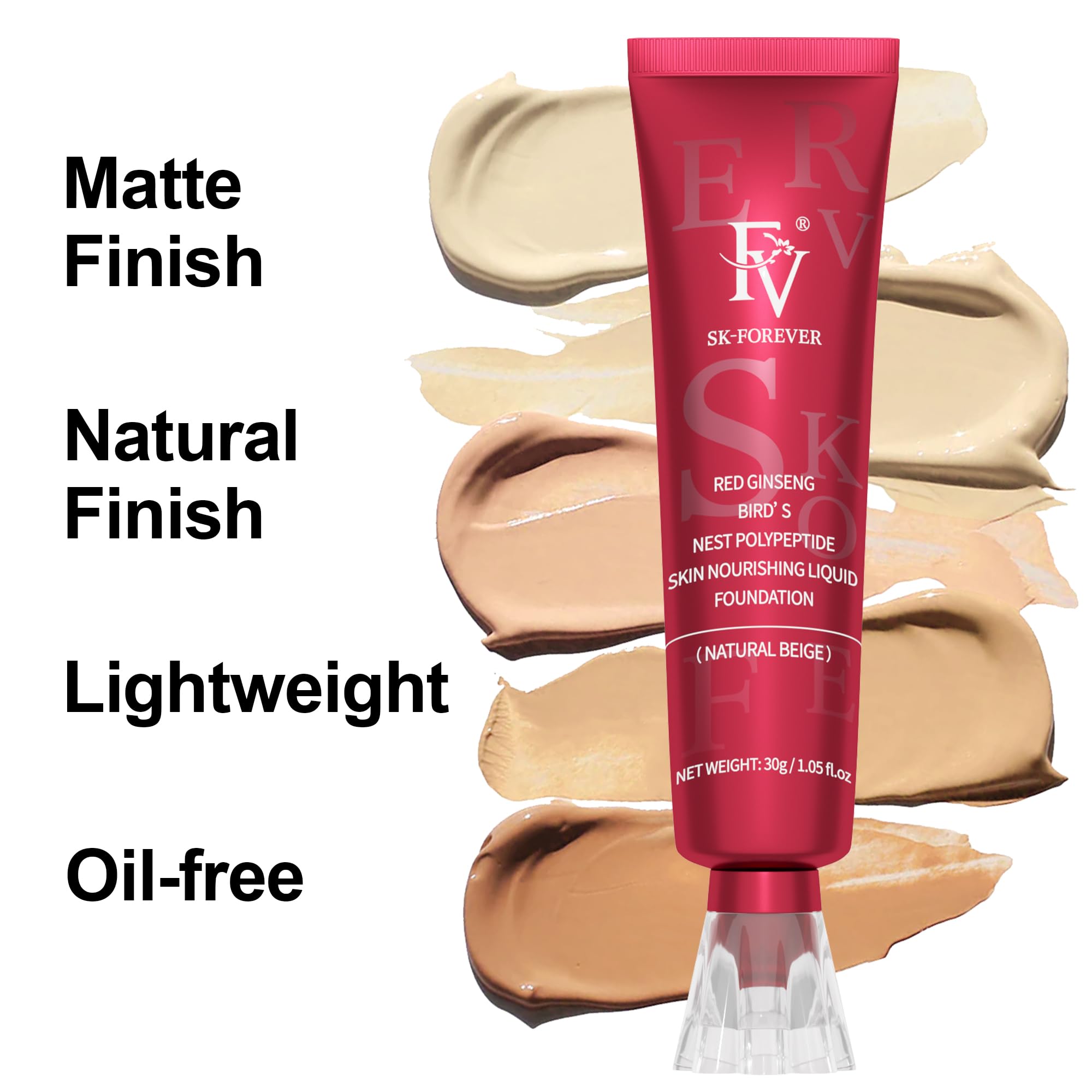 FV Matte Finish Liquid Foundation, Waterproof, Lightweight Foundation Makeup Ideal for Everyday Use on Oily to Normal Skin Types, Medium Coverage,Natural Beige, 1 fl. oz.