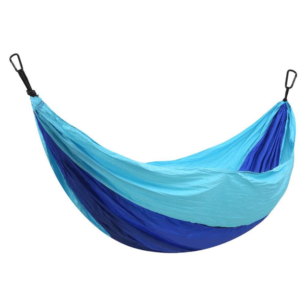 EchoSmile Blue Camping Hammock, Portable Hammocks with 2 Tree Straps, Lightweight Nylon Outdoor Hammocks for Backpacking, Travel, Beach, Backyard, Patio, Hiking