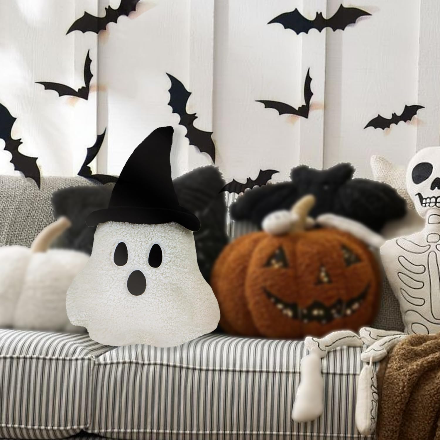 LXSLFY 2024 New Halloween Ghost Plush β Adorable Soft Ghost Pillows, Perfect for Spooky and Decorations, Ideal for Cozy Home and Party Decoration