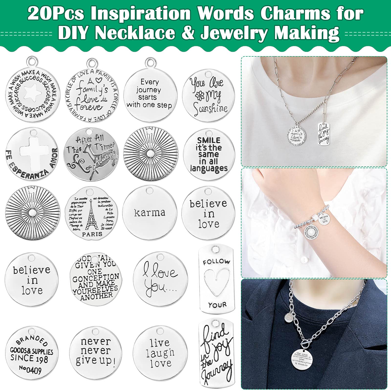 Flasoo 376Pcs Bangles Bracelet Making Kit Include 30Pcs Expandable Bangle Adjustable Wire Bracelets 146Pcs Assorted Tibetan Silver Charm Pendants and 200Pcs Jump Rings for DIY Craft Jewelry Making