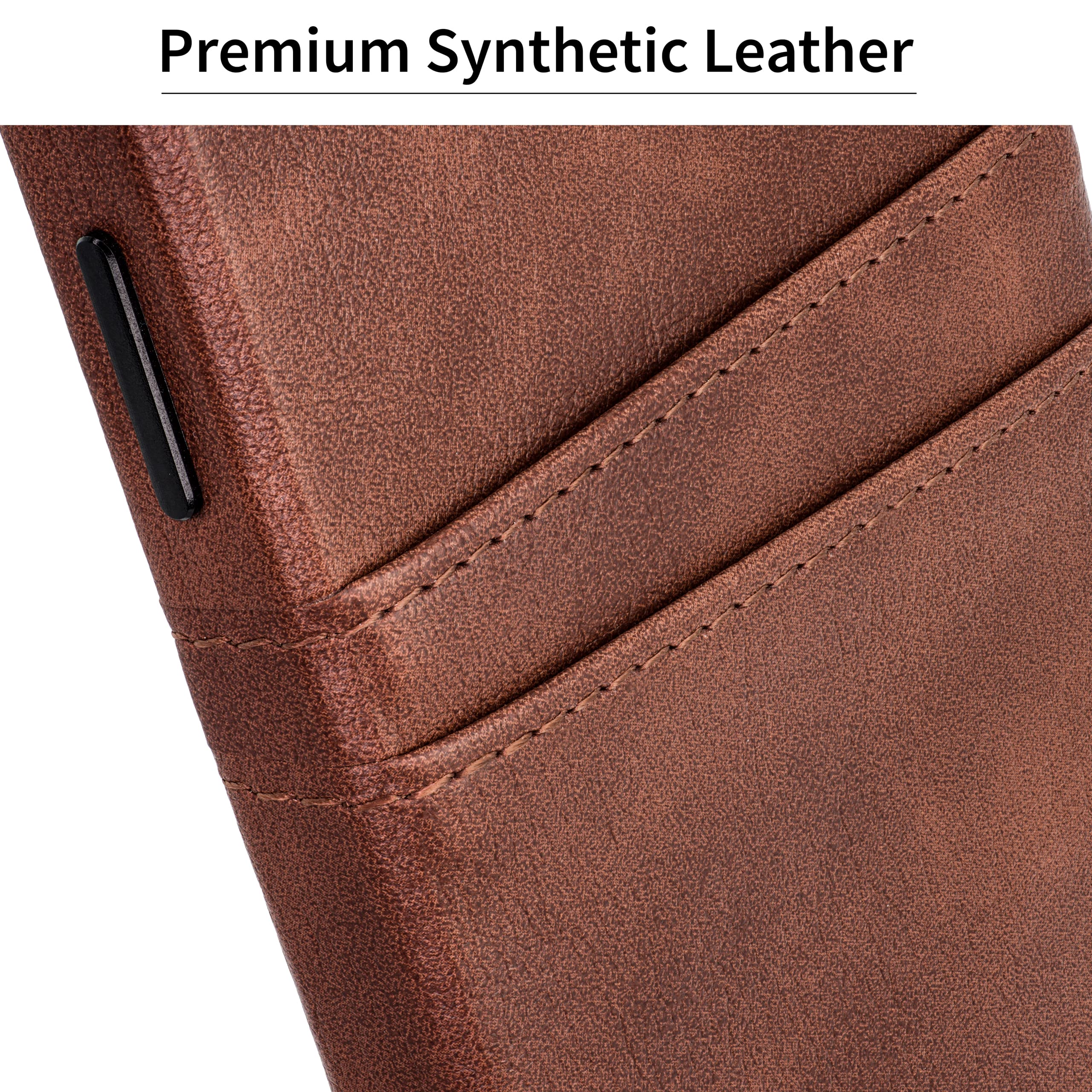 Dockem Card Case for iPhone 14 Pro Max with Built-in Metal Plate for Magnetic Mounting & 2 Pockets: Exec M2 Premium Synthetic Leather Wallet Case (iPhone 14 Pro Max, Brown)