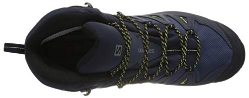 Salomon X Ultra 3 MID Gore-TEX Hiking Boots for Women, Crown Blue/Evening Blue/Sunny Lime, 8