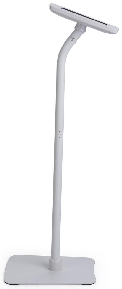 Displays2go White Retail Stand for iPad, Steel & ABS Plastic, Rotating & Tilting, Covered Home Button β White (TABFLWH)