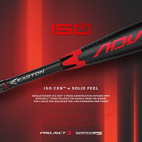 Easton Project 3 ADV -3 BBCOR Baseball Bat | 2019 | 2 Piece Composite | iSO CNX | Launch Comp Barrel | Power Boost Knob | Speed End Cap | Lizard Skin Grip | 2 5/8" Barrel