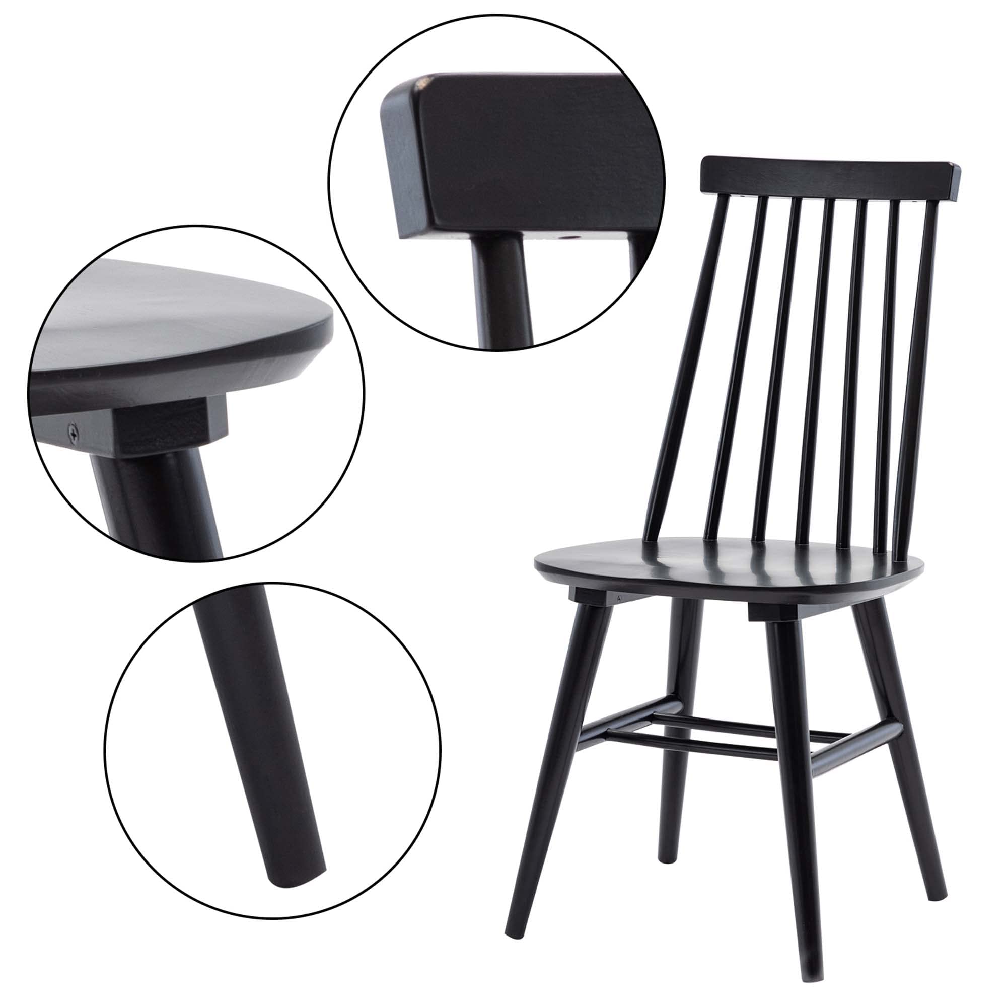 DUHOME Dining Chairs Set of 4, Wood Dining Room Chairs Slat Back Kitchen Room Chair Windsor Chairs, Black