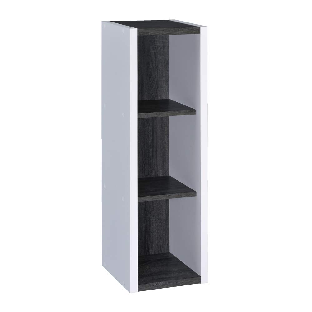 Frama DIY Two-Color 3 Shelf Storage Bookcase, 1.18 inch Thick Plywood Stackable Bookshelf Organizer for Living Room, Home and Office, Black Brown