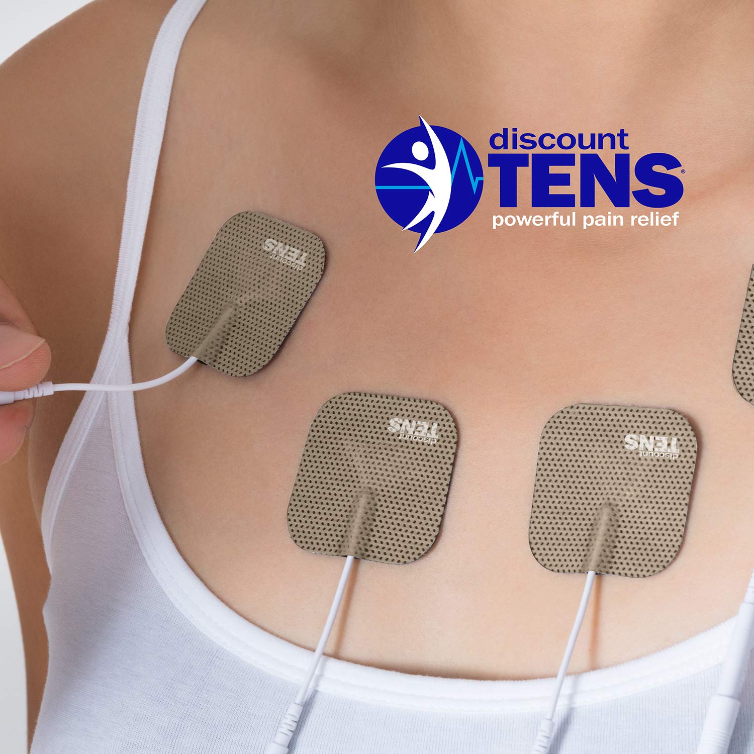 TENS Wired Electrodes Compatible with TENS 7000, Premium Replacement Pads for TENS Units, Discount TENS Brand (2in x 2in, 20 Pack)