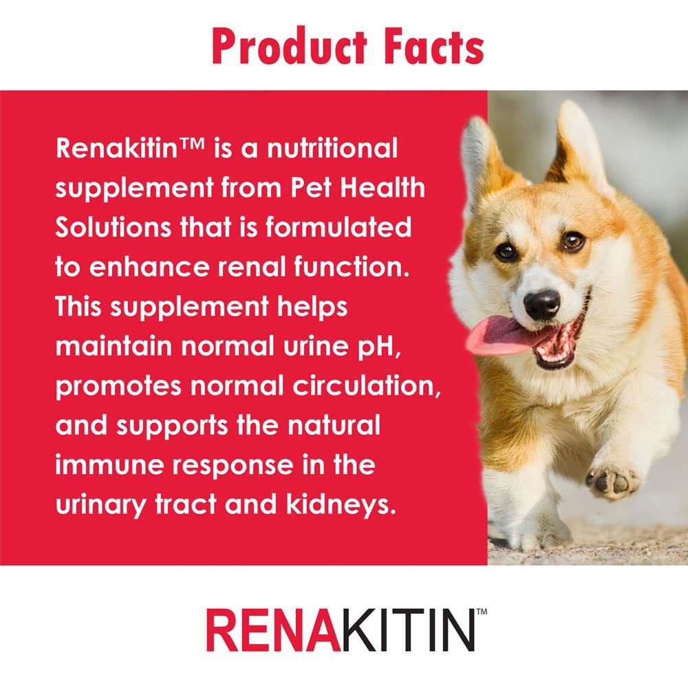 Renakitin Kidney Supplements for Dogs Cats - Contains Chitosan & Calcium Carbonate, Support Optimal Kidney Function, Great Tasting Chicken Flavor, 6.3 oz