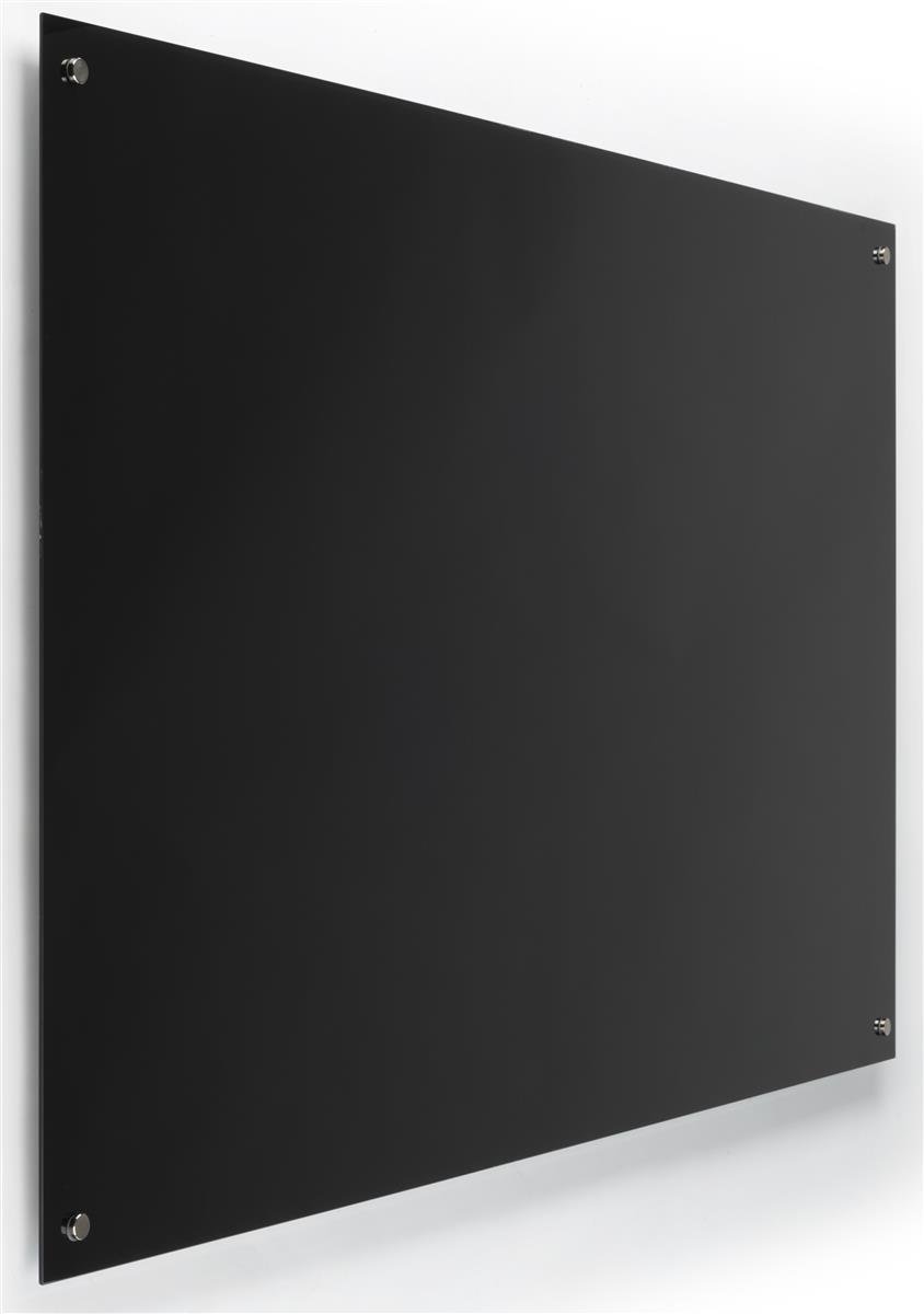 Displays2go, Glass Blackboard, Tempered Glass Construction, Magnet Receptive, Frameless Design – Black Finish (GB3660SBK)