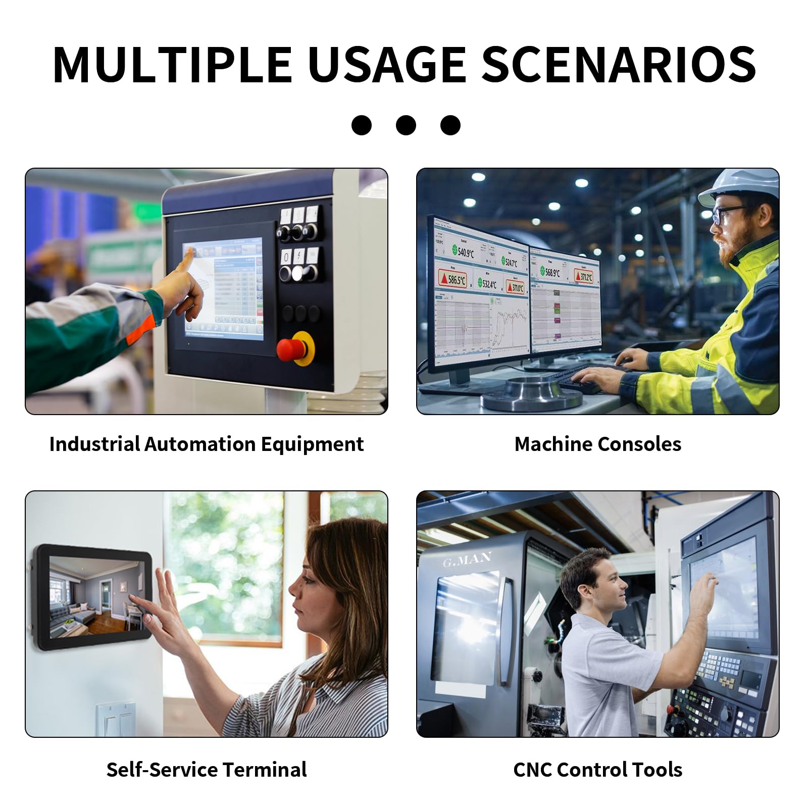 Senisway 21.5 Inch 10 Points Industrial Capacitive Touch Monitor, IP65 Waterproof 1920x1080 @ 60Hz TFT LCD IK08 Open Frame Design Touch Screen Suitable for kiosks