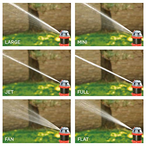 Eden 96122 Metal Adjustable 6-Pattern Mobile Rotary Gear Drive Garden Sprinkler for Yard W/Quick Connect Starter Set, Waters up to 80 ft. in Diameter
