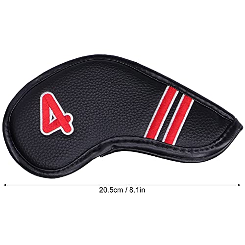 Iron Golf Club Covers, Leather Deluxe Club Head Set Iron Club Head for Irons(Black)