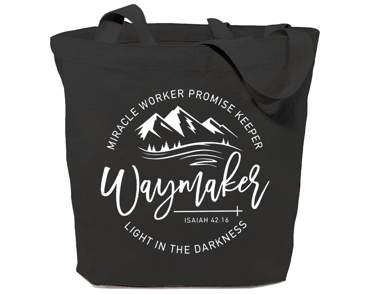 GXVUIS Waymaker Canvas Tote Bag for Women Religion Bible Verse Reusable Grocery Shoulder Shopping Bags Christian Gifts Black