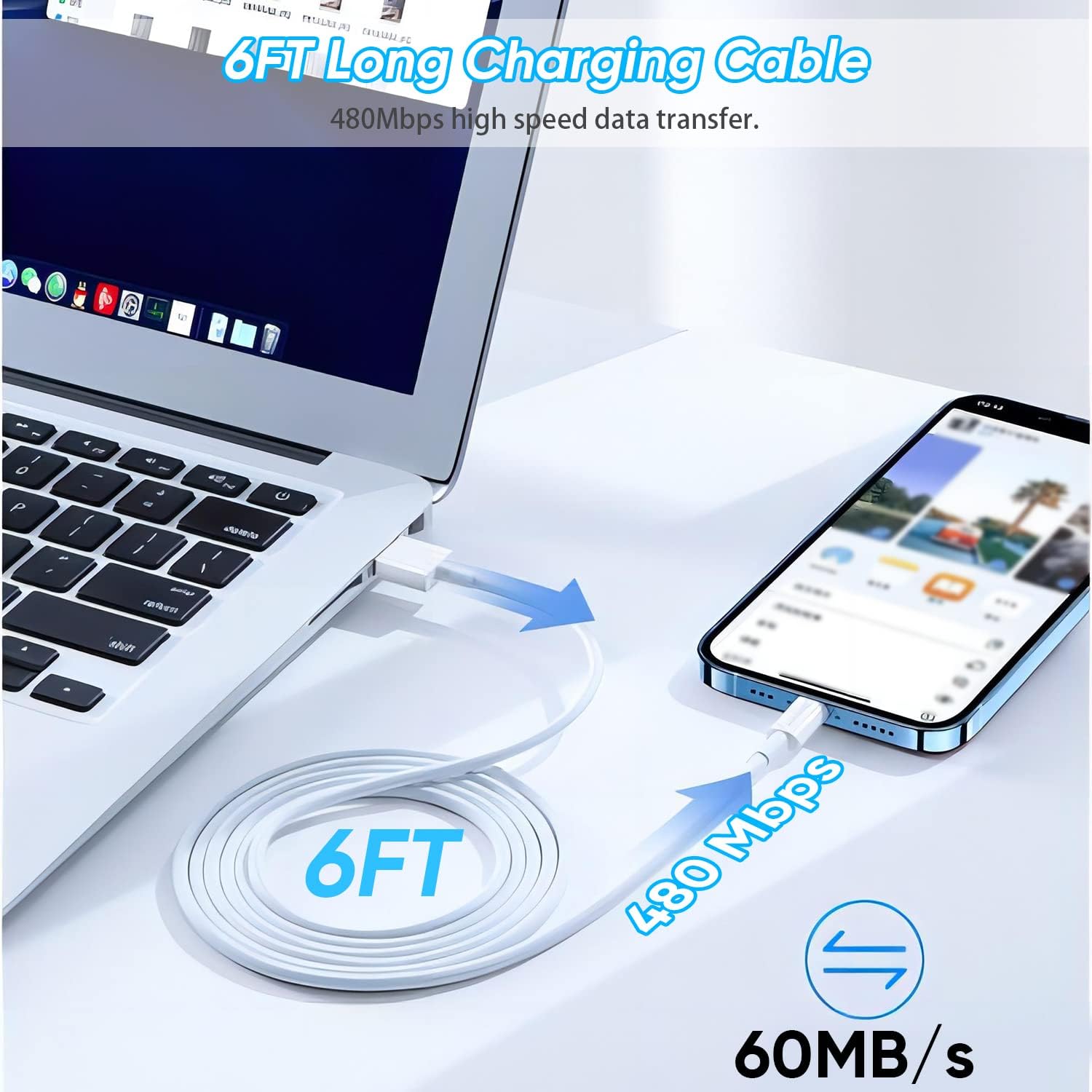 iPhone Charger, 2Pcak [MFi Certified] iPhone Charger Cord 6FT Lightning Cable iPhone Charging with Wall Charger Block Travel Plug Brick Adapter for iPhone 14/13/12/11/XS/SE/7/8/8 Plus/AirPods