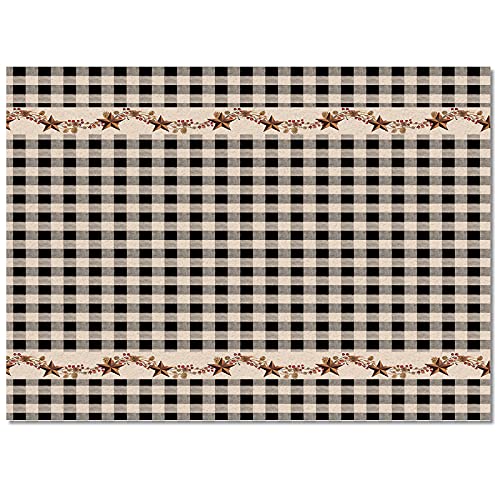 Microfiber Rubber Backing Non-Slip Area Rug - Washable Durable 5x7 Feet Indoor Felt Carpet - Vintage Western Texas Star Primitive Berries Black Buffalo Checkered Plaid Entry Carpets for Home Bedroom