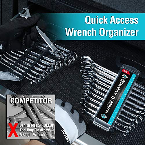 DURATECH Combination Wrench Set, SAE & Metric, 22-piece, 1/4'' to 7/8'' & 8-19mm, CR-V Steel, Organized in Wrench Holder