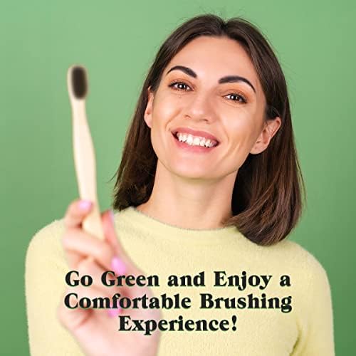Kaylaan Bamboo Toothbrush with Plant-Based Soft Bristles - Natural, Biodegradable, BPA-Free, and Compostable