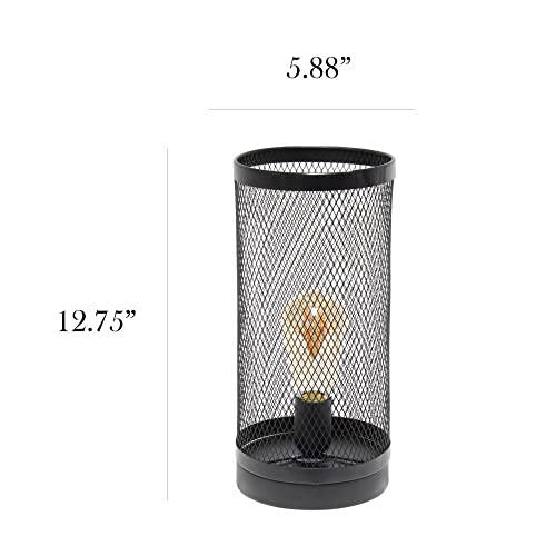 Simple Designs LT1075-BLK Cylindrical Steel Table Lamp, Black, 5.88 x 5.88 x 12.75