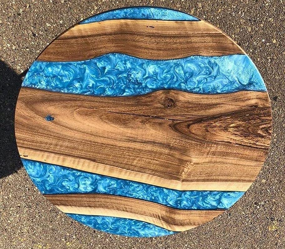 Epoxy Table, Live Edge Wooden Table, Epoxy Resin River Table, Natural Wood,Dining Table, Natural Epoxy Table, Resin Table 54" x 54" Inch