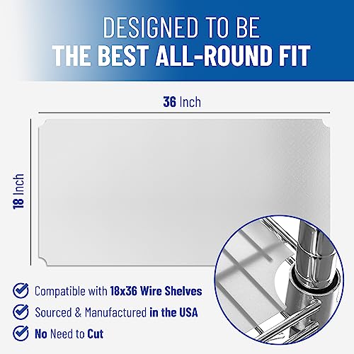 Shelf Liners for Wire Shelf System - Set of 4 in Clear 18 x 36 inch - Plastic Wire Shelving Shelf Mats - Made in USA
