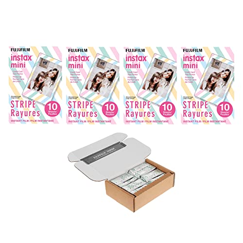Fujifilm Instax Mini Stripe Instant Film 4 Packs of 10 = 40 Shots Bulk Pack