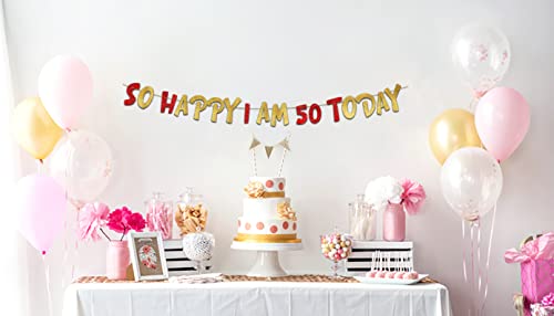 Funny 50th Birthday Gold Glitter Banner - Happy 50th Birthday Party Decorations