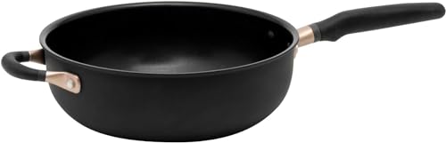 Meyer Accent Series Hard Anodized Nonstick Chef Pan with Helper Handle, 4.5 Quart, Matte Black