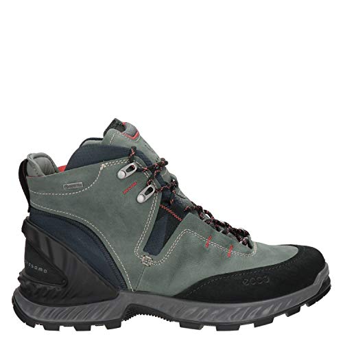 ECCO Men's Exohike High Gore-TEX Waterproof Hiking Boot, Black/Lake Nubuck, 12-12.5