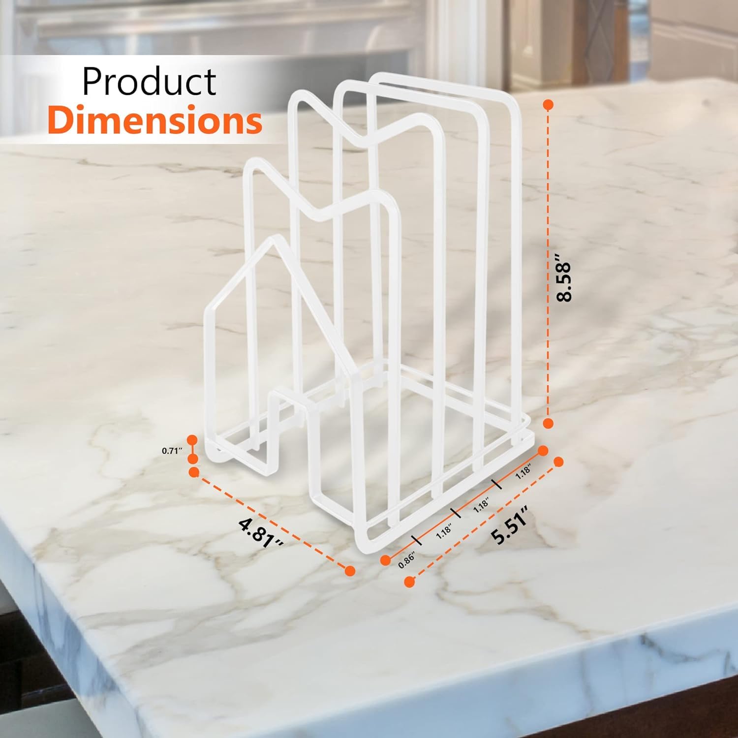 Cutting Board organizer-Streamline Your Kitchen with a 4-Slot Board Organizer- Keep Countertops Clutter-Free and Pots and Pans Neatly Stacked - Measures 12.5x14.5 (White)