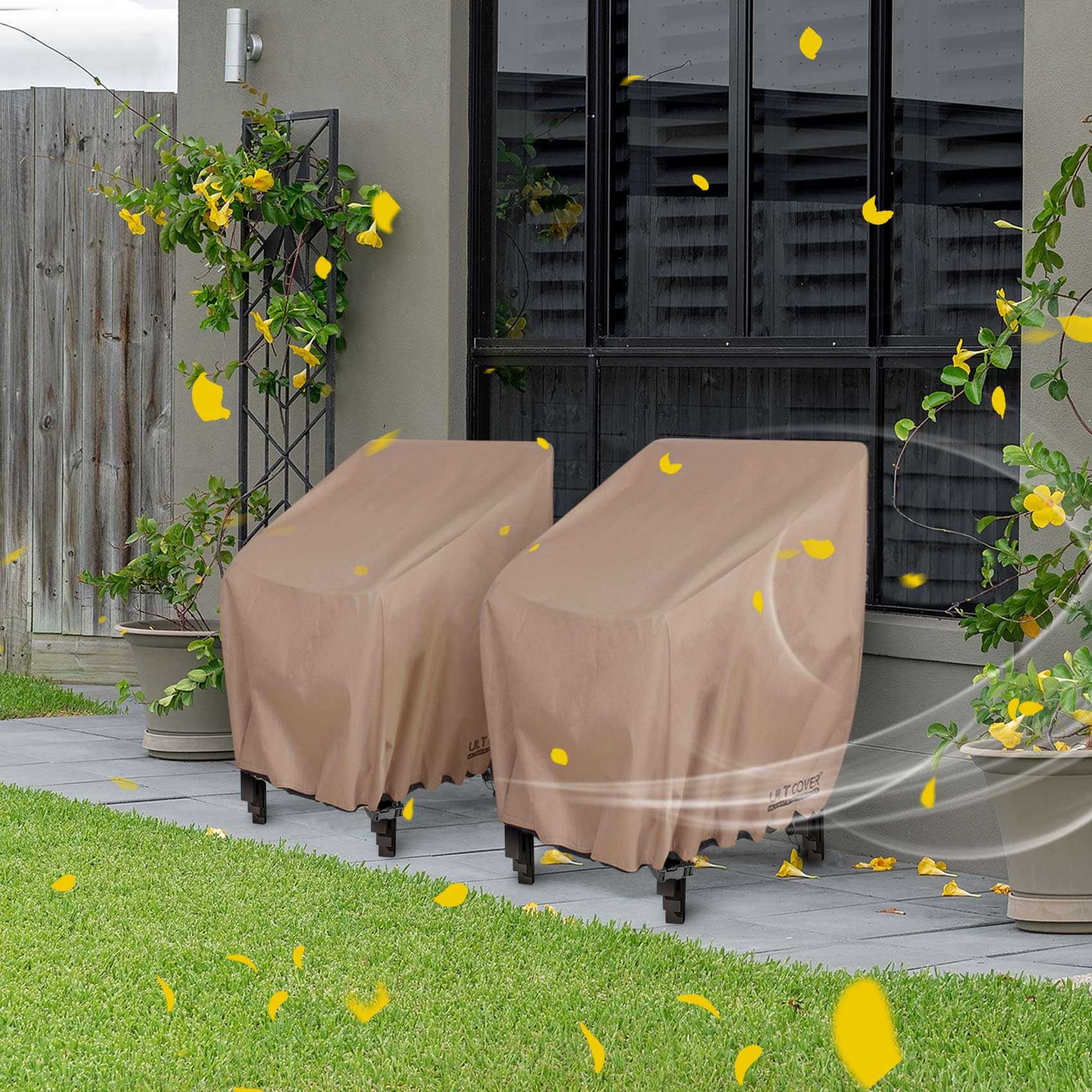 ULTCOVER Stackable Patio Chair Cover β Waterproof Outdoor Stack of Chairs Cover 2 Pack Fits Up to 26W x 34D x 45H inches