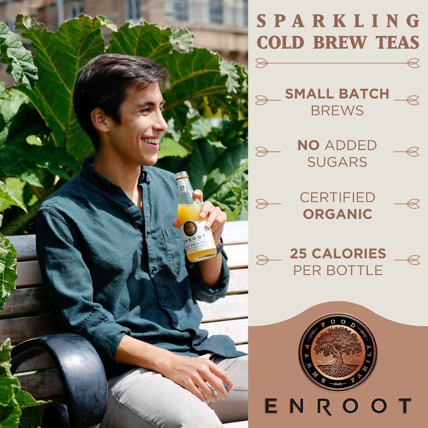 Enroot - Sparkling Cold Brew Tea - 25 Calories - 0 Added Sugar - Organic - Nootropic - Vegan & Gluten-Free - Adaptogen - Kosher - Non-Alcoholic Beverage - Raspberry Mint White Peony - 12 oz/6 Pk