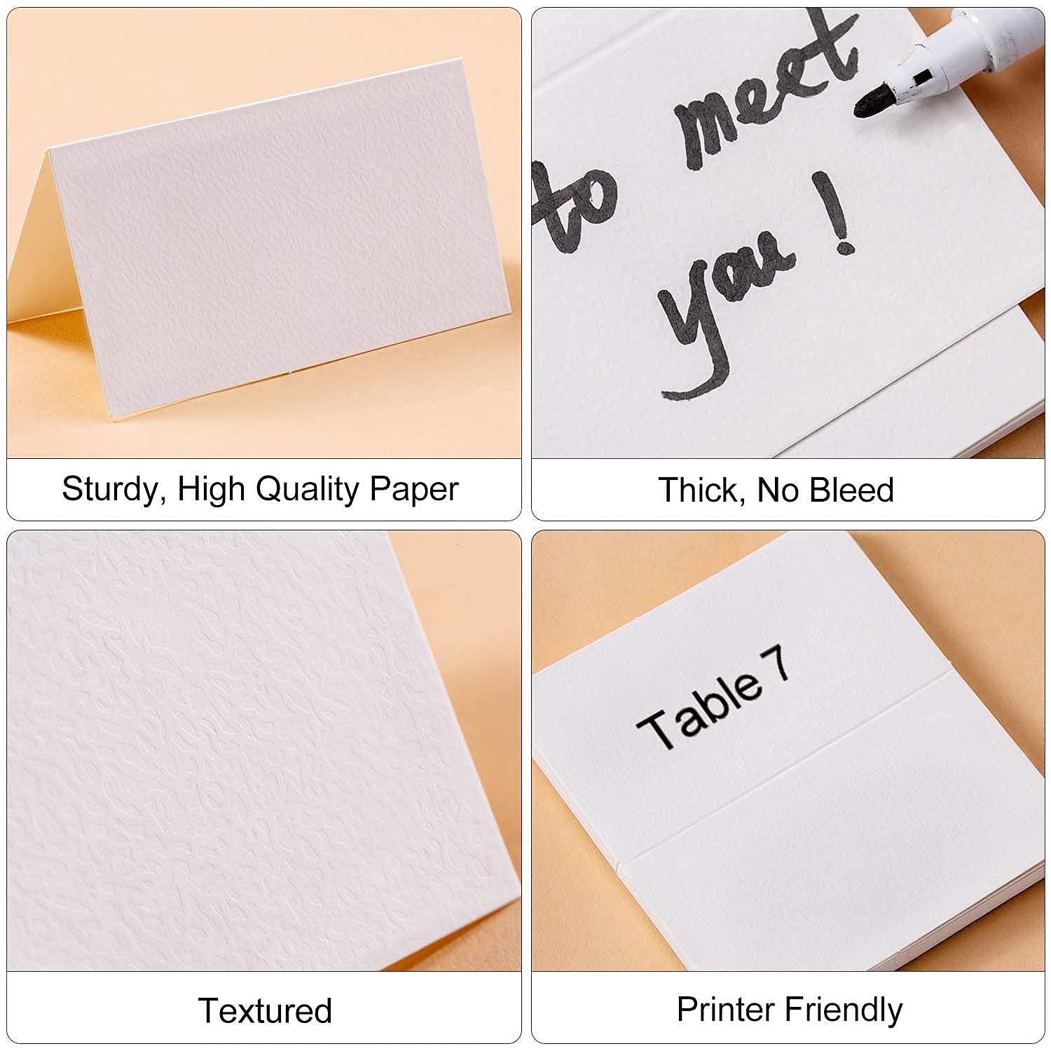 Toncoo 24 Pcs Premium Gold Table Number Holders, 24 Pcs Place Cards with Gold Foil Border, and 100 Pcs White Table Cards, for Centerpieces, Wedding, Party, Birthday