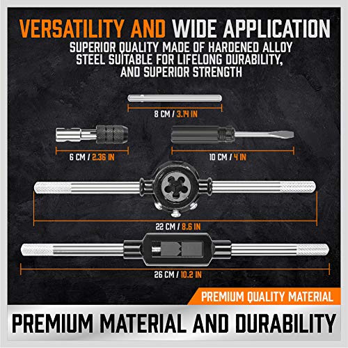 HORUSDY 60-Piece Master Tap and Die Set | SAE Inch and Metric Sizes | for Coarse and Fine Threads Tools