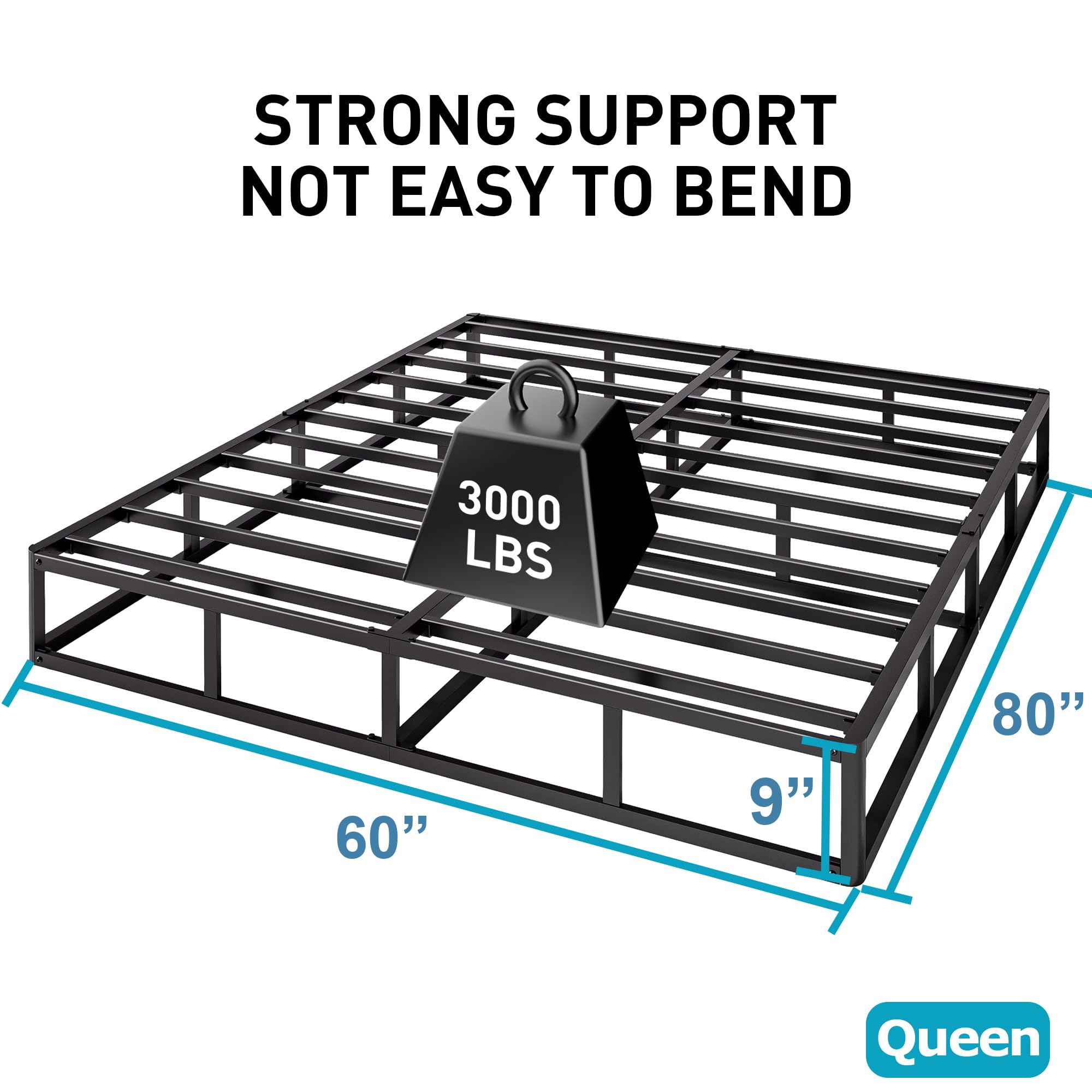 NONOSAMA Queen-Box-Spring, 9 inch Box Spring for Queen Bed,Metal High Profile Box Spring Queen,Mattress Foundation,Easy to Assemble,Heavy Duty,No Squeaky