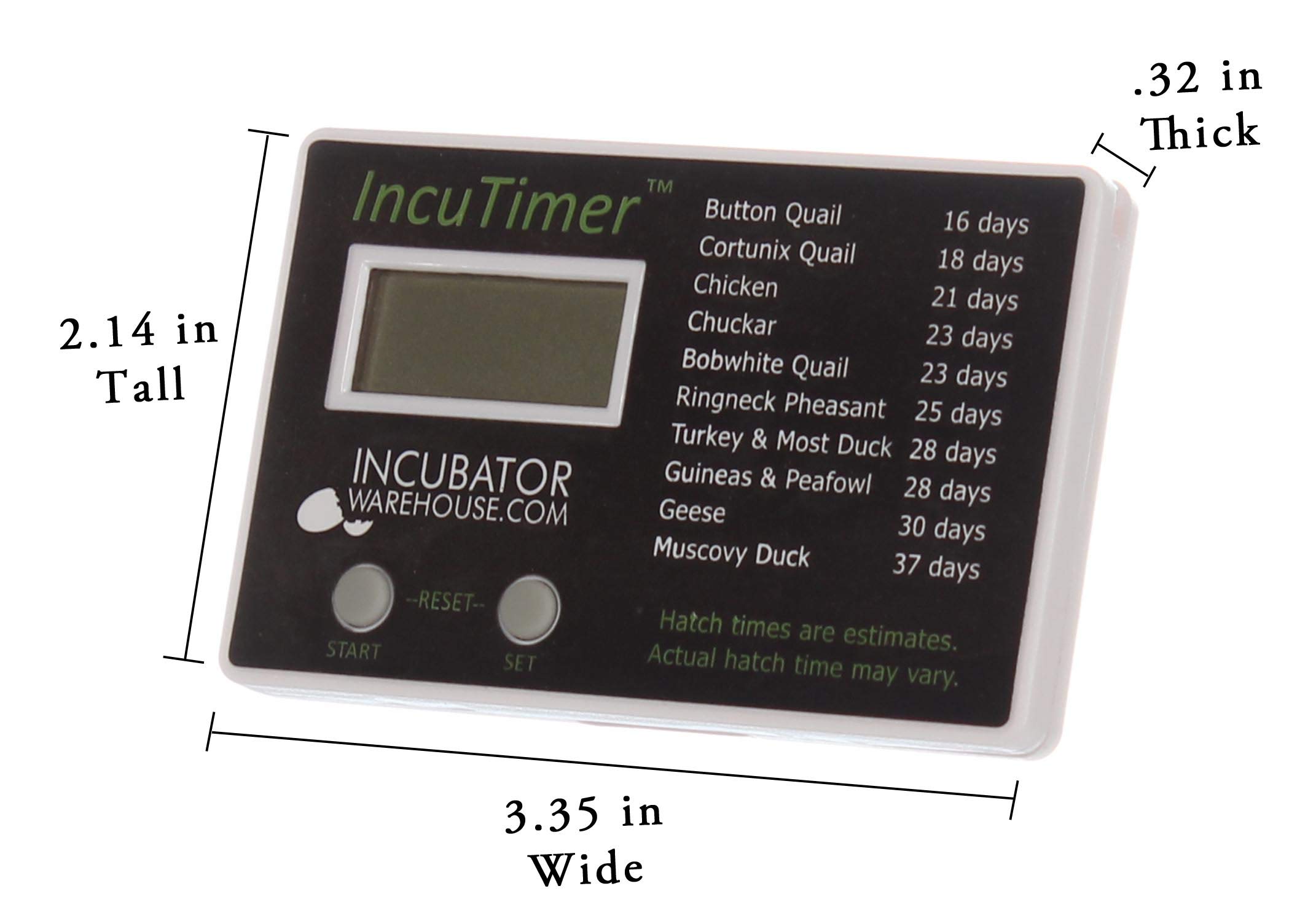 IncuTimer, Egg Incubator Hatch Timer, Countdown, 90 Day Maximum, Simple Setup