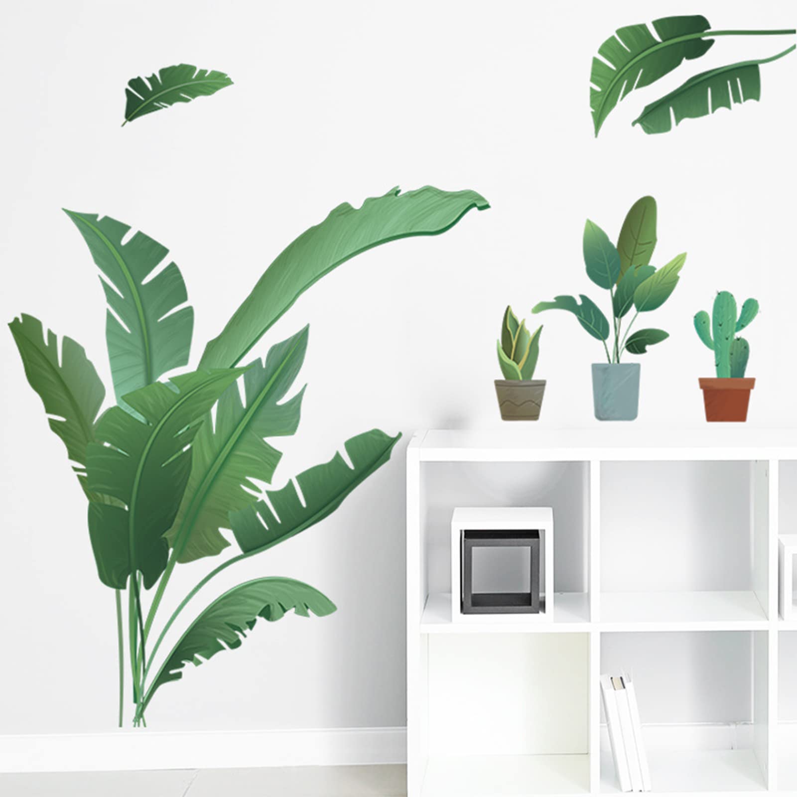 Leaf Wall Decals Leaf Tropical Plants Wall Stickers for Living Room, Palm Leaf Wall Posters for Bedroom Nursery Office (green2)
