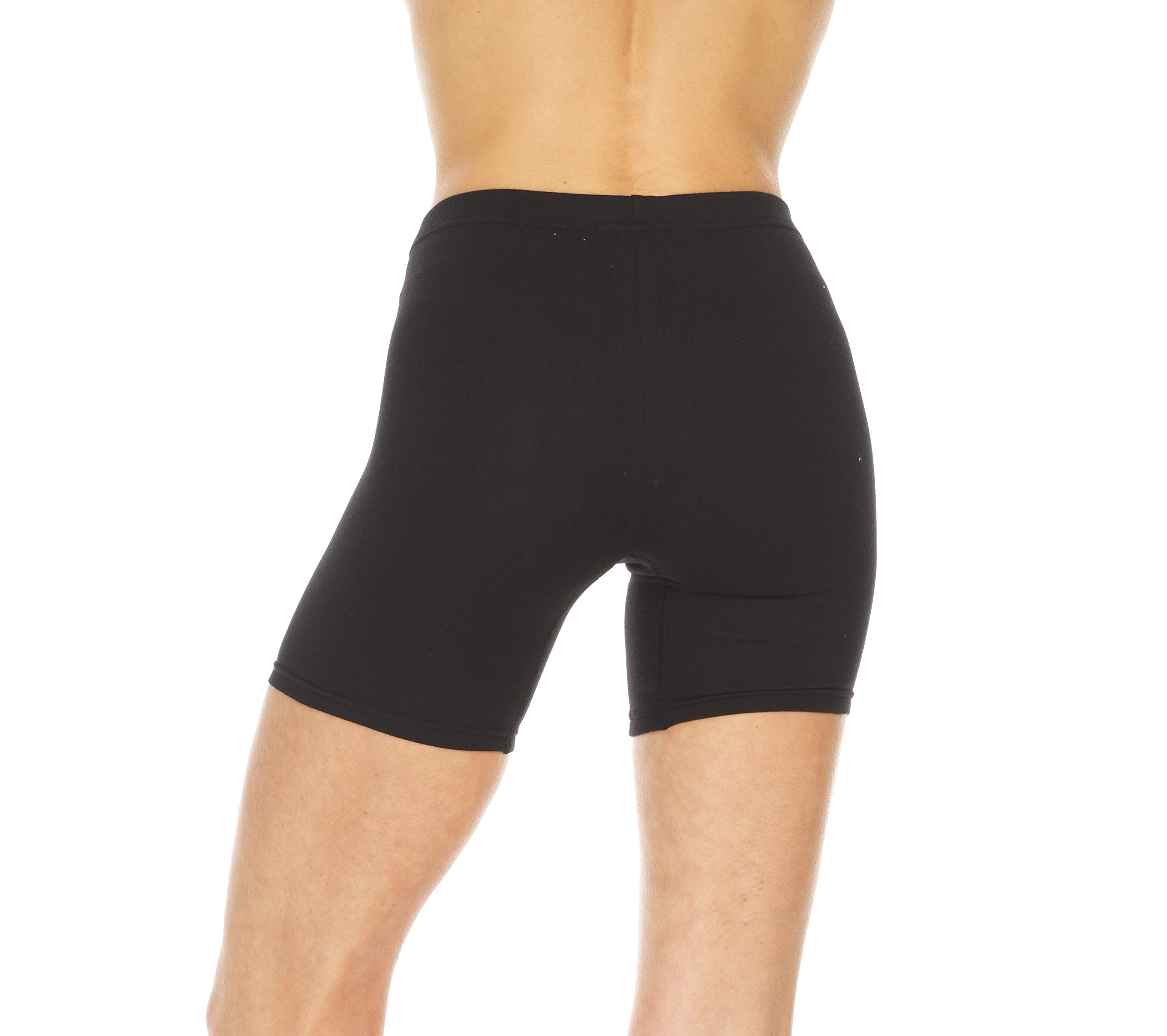 Essential Elements 3 Pack: Cotton Biker Shorts for Women - Stretch Bike Slip Yoga Exercise Undergarment Boxer Boy Shorts (Small, Black)