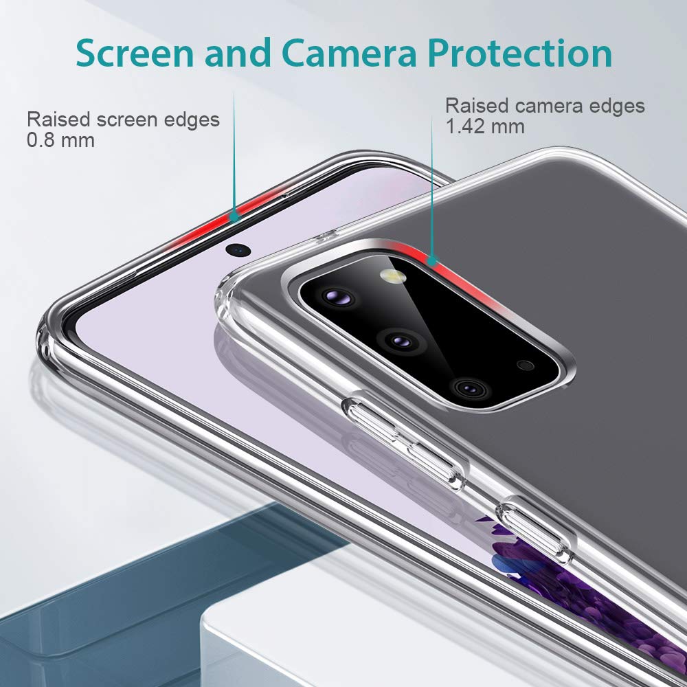 ESR Metal Kickstand Compatible with Samsung Galaxy S20 Case, Vertical and Horizontal Stand, Reinforced Drop Protection, Flexible TPU Case for Samsung S20, Clear