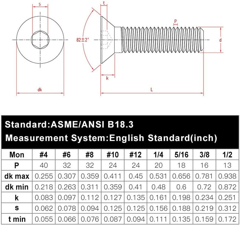 Guard4U 160Pcs #8-32 UNC 304-Stainless Steel Flat Head Countersunk Hex Socket Cap Bolts Screws Nuts Assortment Kit- #8-32x 1/4" 5/16" 3/8" 1/2" 5/8" 3/4" 7/8" 1"